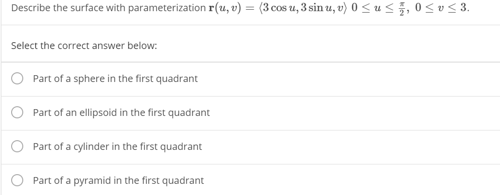 Solved Describe the surface with parameterization r(u, v) = | Chegg.com