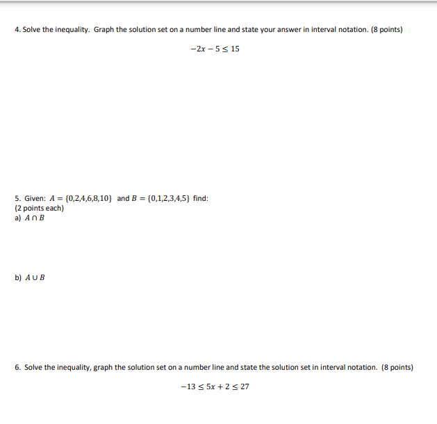 Solved 4. Solve the inequality. Graph the solution set on a | Chegg.com