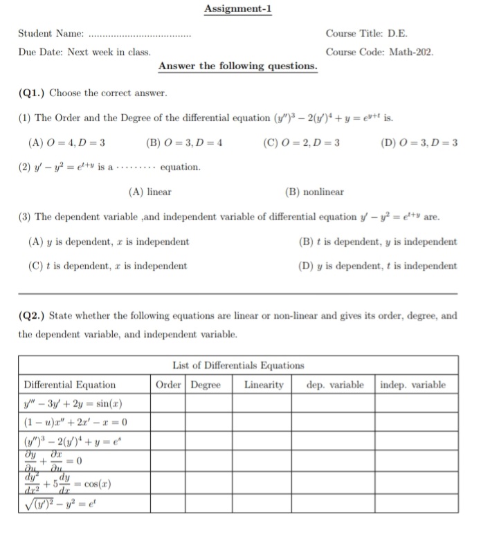Solved (Q3.) Solve the following. 1. Verify that y=e−2x is a | Chegg.com