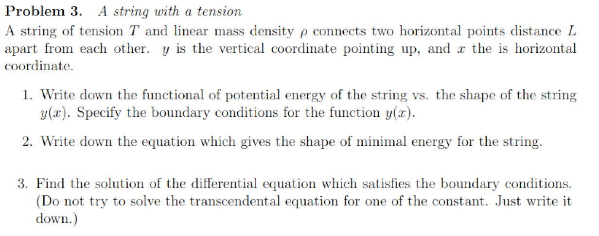 Problem 3. A string with a tension A string of | Chegg.com