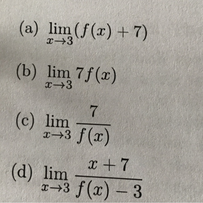 Solved (1) Assume lim f(x) = 5. Use the Limit Laws to | Chegg.com