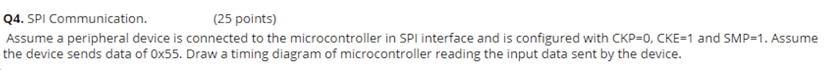 Solved Q4. SPI Communication. (25 points) Assume a | Chegg.com