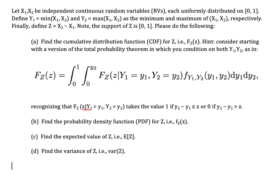 Solved Let X1,X, be independent continuous random variables | Chegg.com