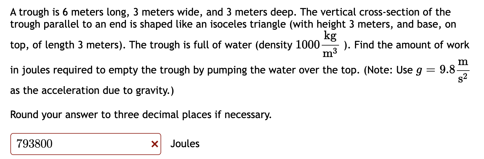 Solved A trough is 6 meters long, 3 meters wide, and 3 | Chegg.com
