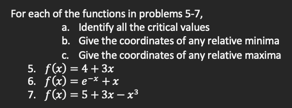 Solved For each of the functions in problems 5-7, a. | Chegg.com