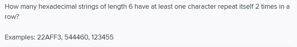 Solved How many hexadecimal strings of length 6 have at | Chegg.com