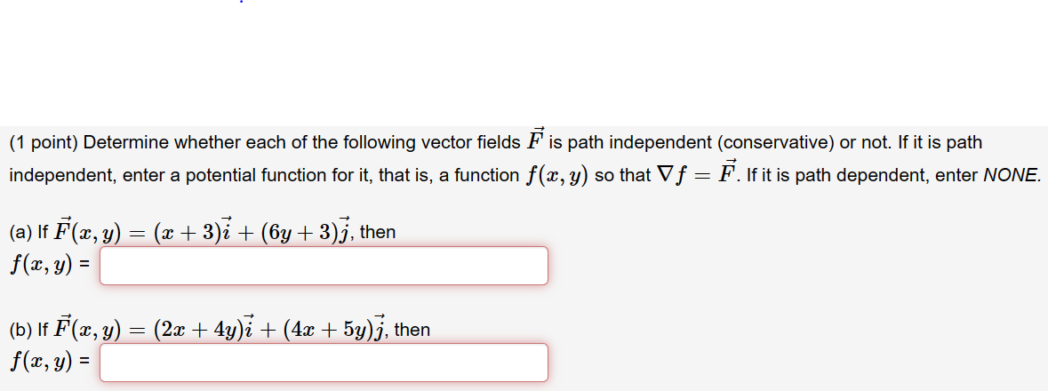 Solved (1 point) Determine whether each of the following | Chegg.com