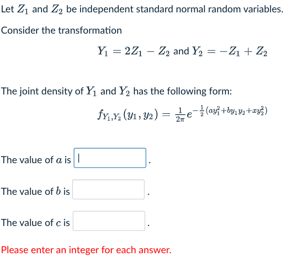 Solved Let Z1 and Z2 be independent standard normal random | Chegg.com