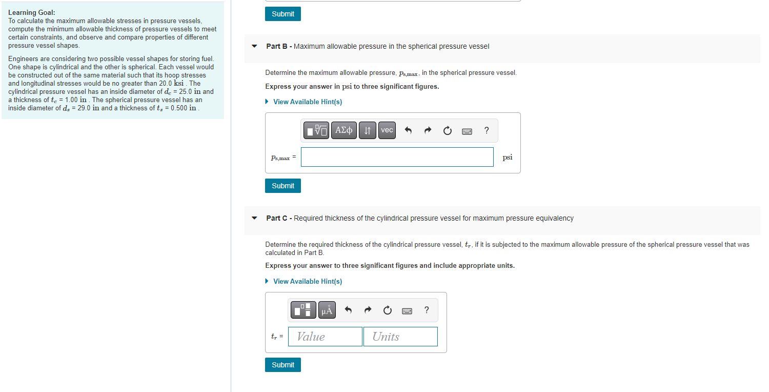 Solved Learning Goal: To calculate the maximum allowable | Chegg.com