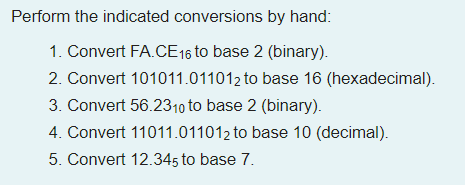 Solved Perform the indicated conversions by hand: 1. Convert | Chegg.com