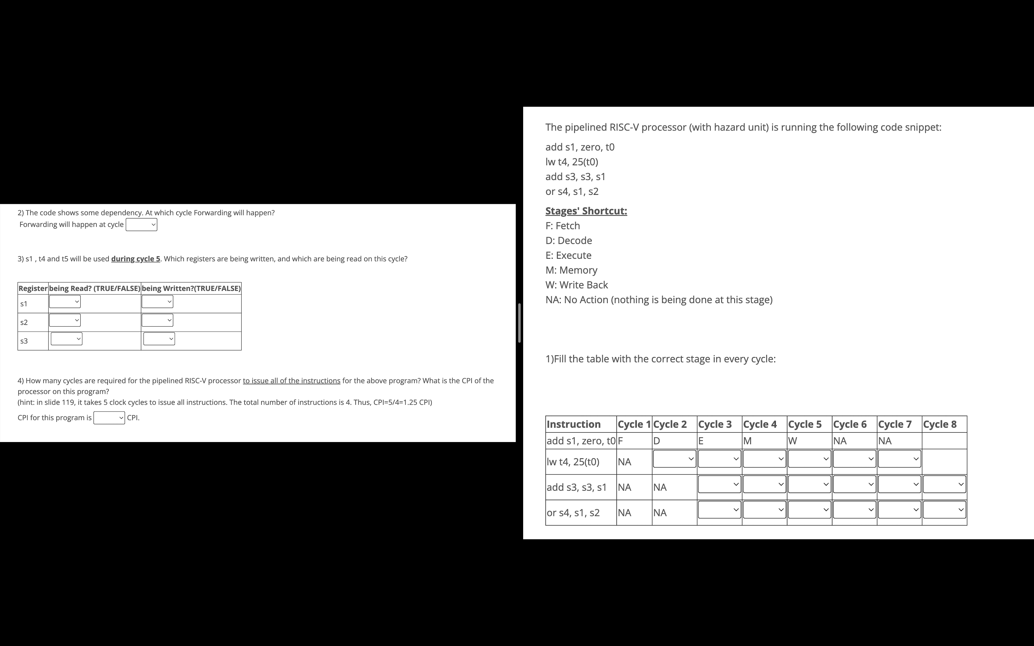 Solved The pipelined RISC-V processor (with hazard unit) ﻿is | Chegg.com