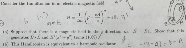 Solved Consider the Hamiltonian in an electric-magnetic | Chegg.com