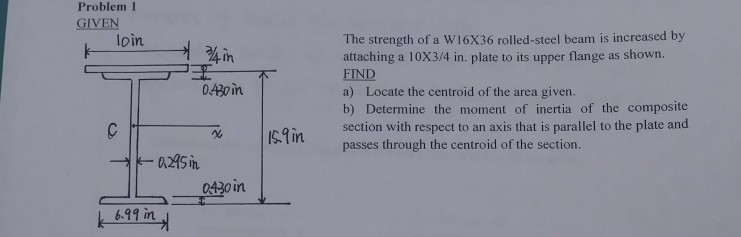 Solved Problem1 GIVEN The strength of a W16X36 rolled-steel | Chegg.com