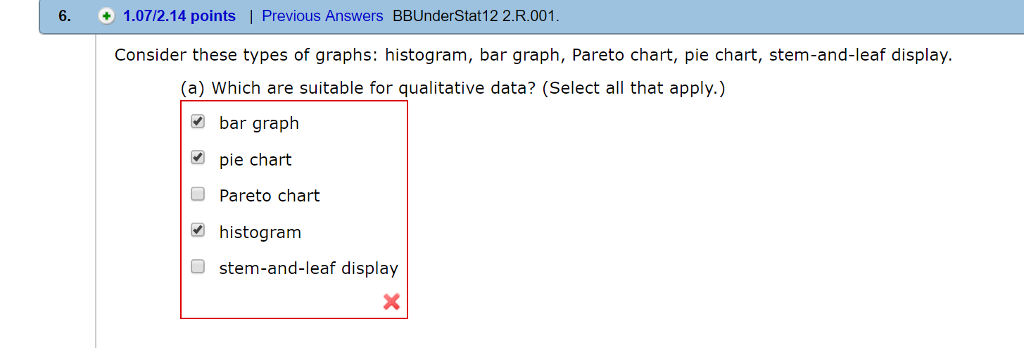 Solved 6. 1.07/2.14 points | Previous Answers BBUnderStat12 | Chegg.com