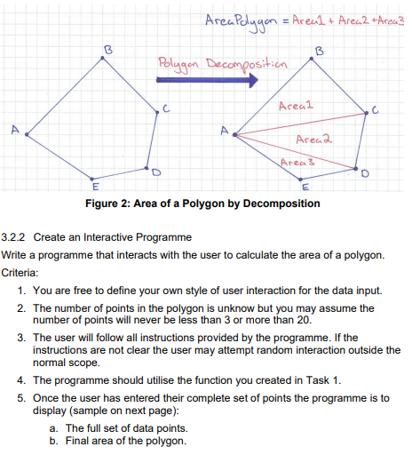 Solved Area Polygon = Areal + Area2 +Arca3 B B Polygon | Chegg.com