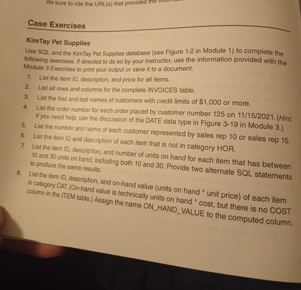 Solved KimTay Pet Supplies Use SQL and the KimTay Pet | Chegg.com