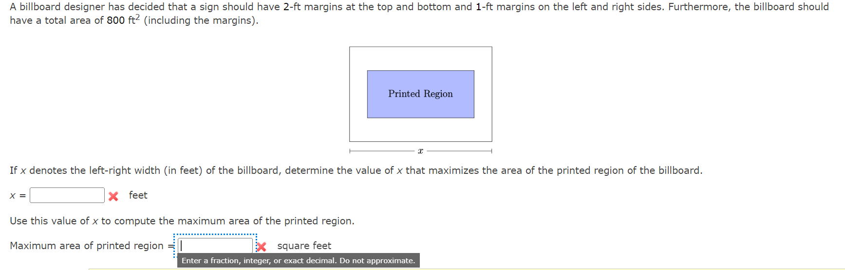 Solved A billboard designer has decided that a sign should | Chegg.com