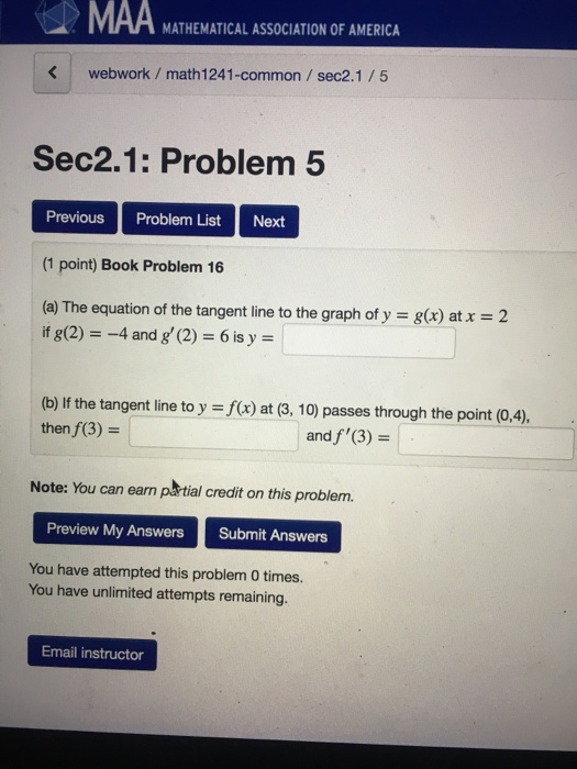 Solved MAA MATHEMATICAL ASSOCIATION OF AMERICA webwork/math | Chegg.com