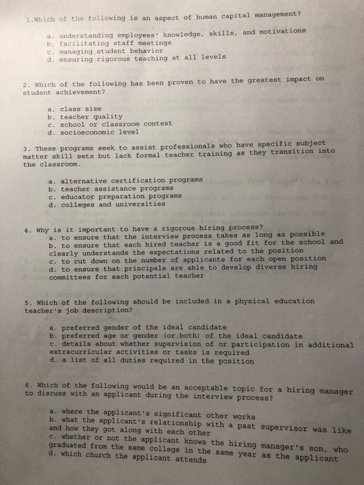 1.Which of the following is an aspect of human | Chegg.com