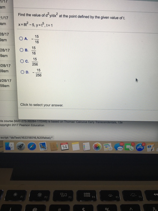 Solved Find the value of d^2 y/dx^2 at the point defined by | Chegg.com