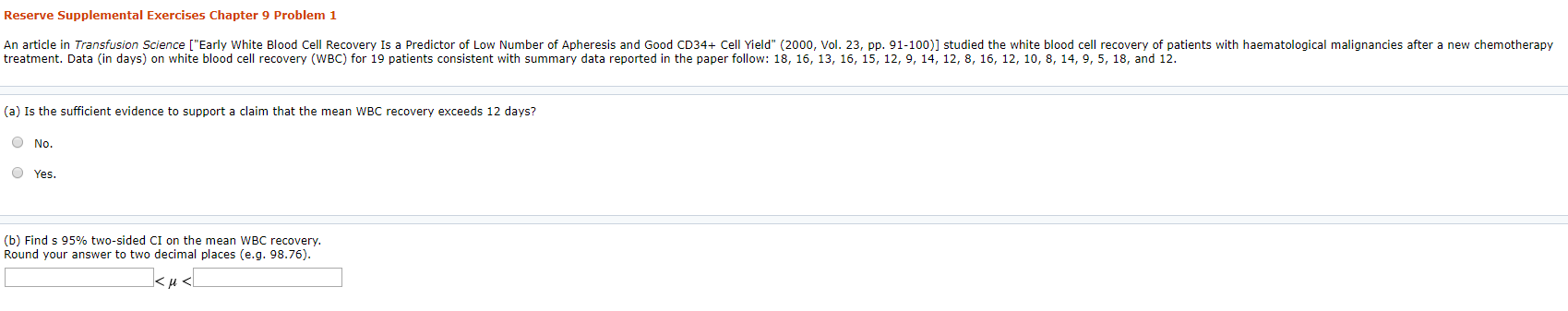 Solved Reserve Supplemental Exercises Chapter 9 Problem 1 An | Chegg.com