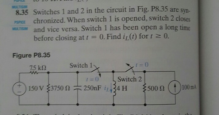 Solved 8.35 Switches 1 and 2 in the circuit in Fig. P8.35 | Chegg.com
