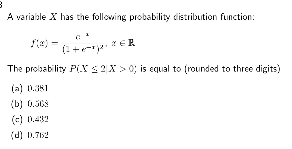 Solved A variable X has the following probability | Chegg.com
