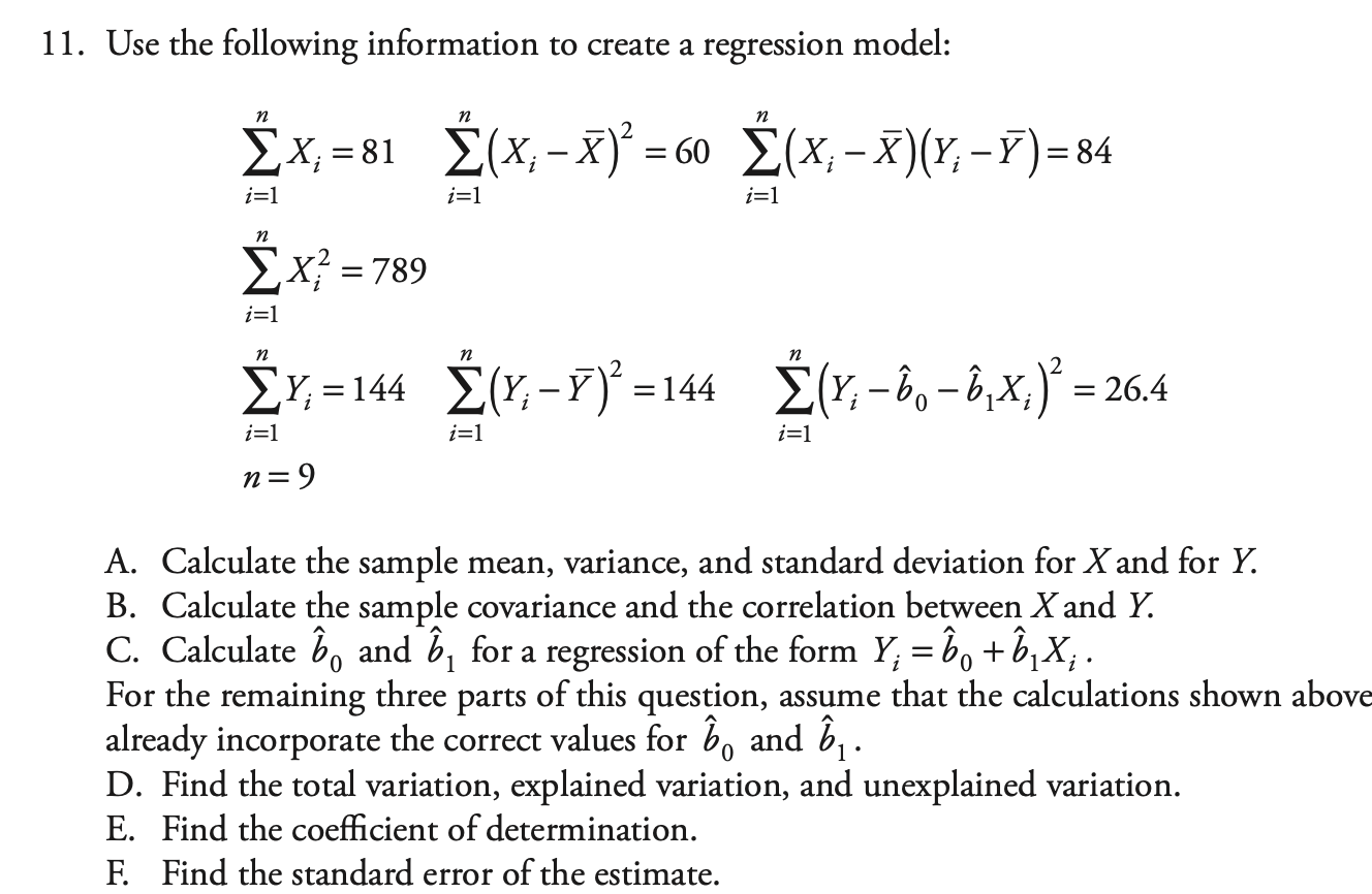 Solved 11. Use the following information to create a | Chegg.com