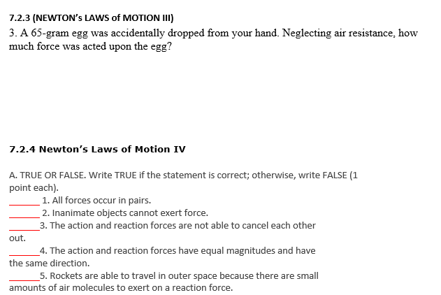 Solved 7.2.3 (NEWTON's LAWS of MOTION II) 3. A 65-gram egg | Chegg.com