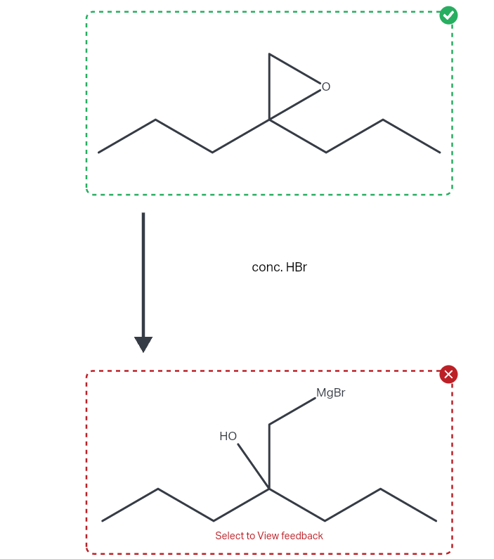 Solved Cconc. HBr Select to View feedbackDraw the starting | Chegg.com