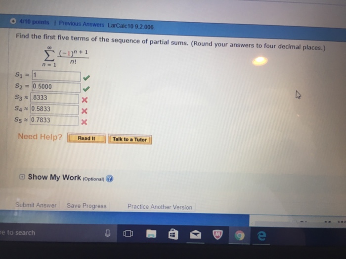 Solved Find The First Five Terms Of The Sequence Of Partial 