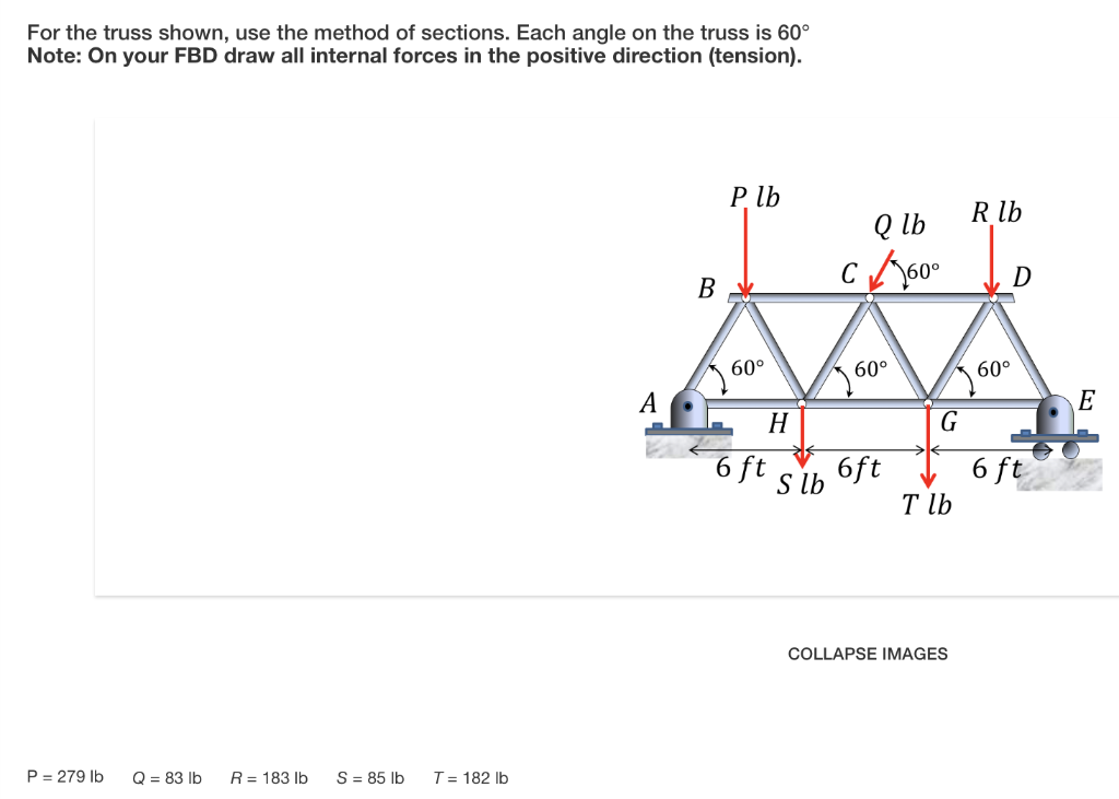 Solved For the truss shown, use the method of sections. Each | Chegg.com