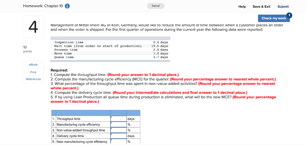 Solved Homework: Chapter 10 G Saved Help Save & Exit Submit | Chegg.com