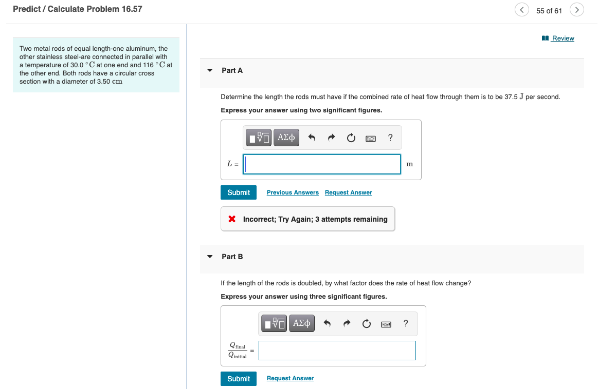 Solved Predict / Calculate Problem 16.57 55 of 61 Review Two | Chegg.com