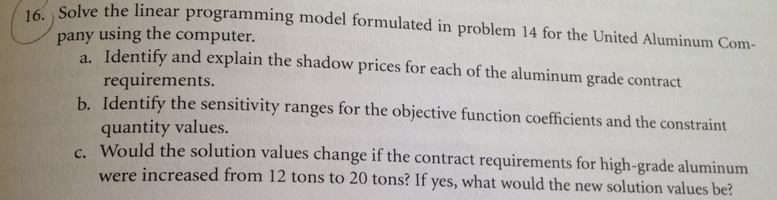 Solved 16 Solve The Linear Programming Model Formulated In 