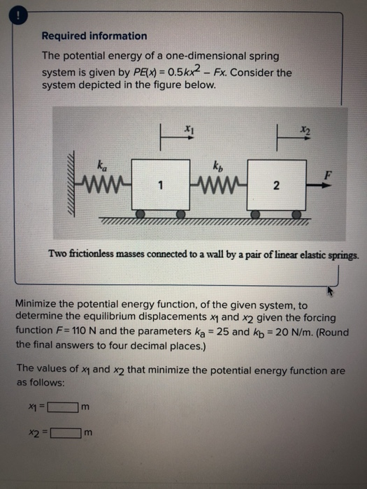 Solved Required information The potential energy of a | Chegg.com