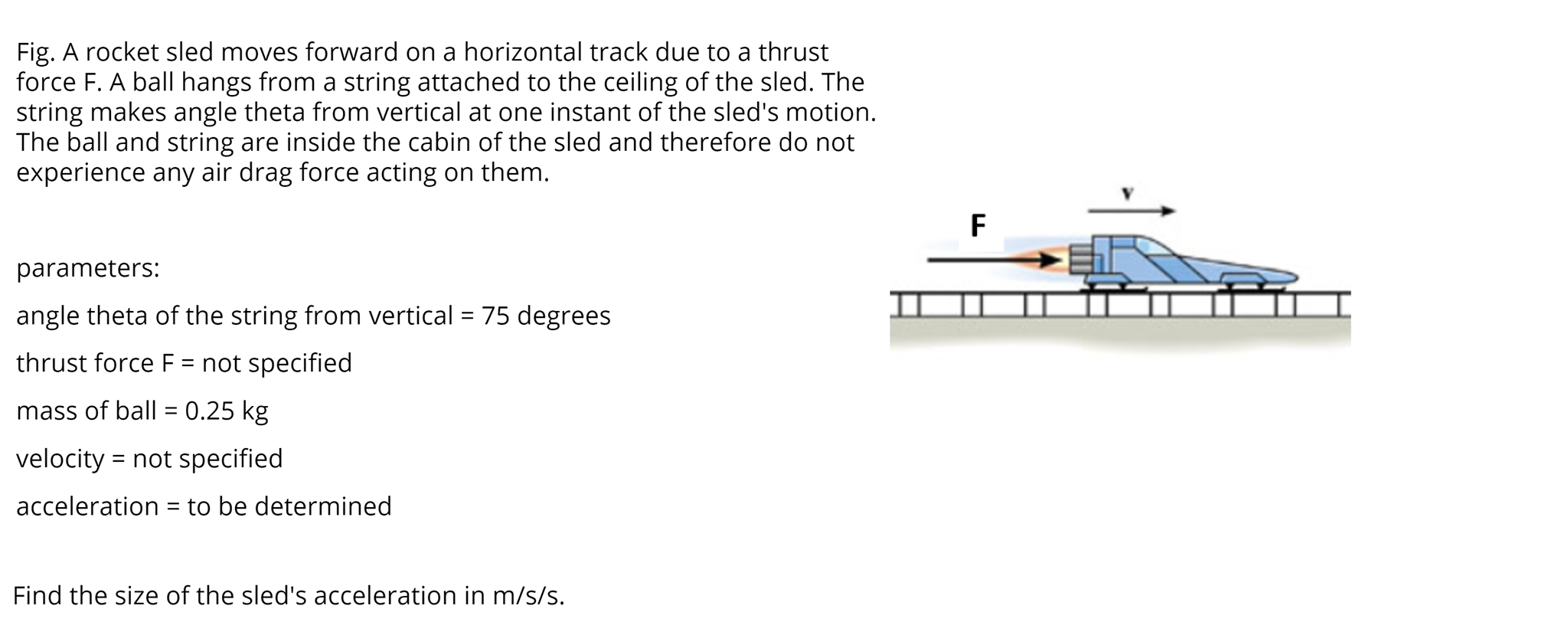 Solved Fig. A rocket sled moves forward on a horizontal | Chegg.com