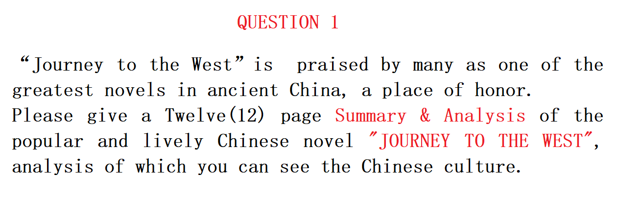 QUESTION 1 “Journey to the West” is praised by many | Chegg.com