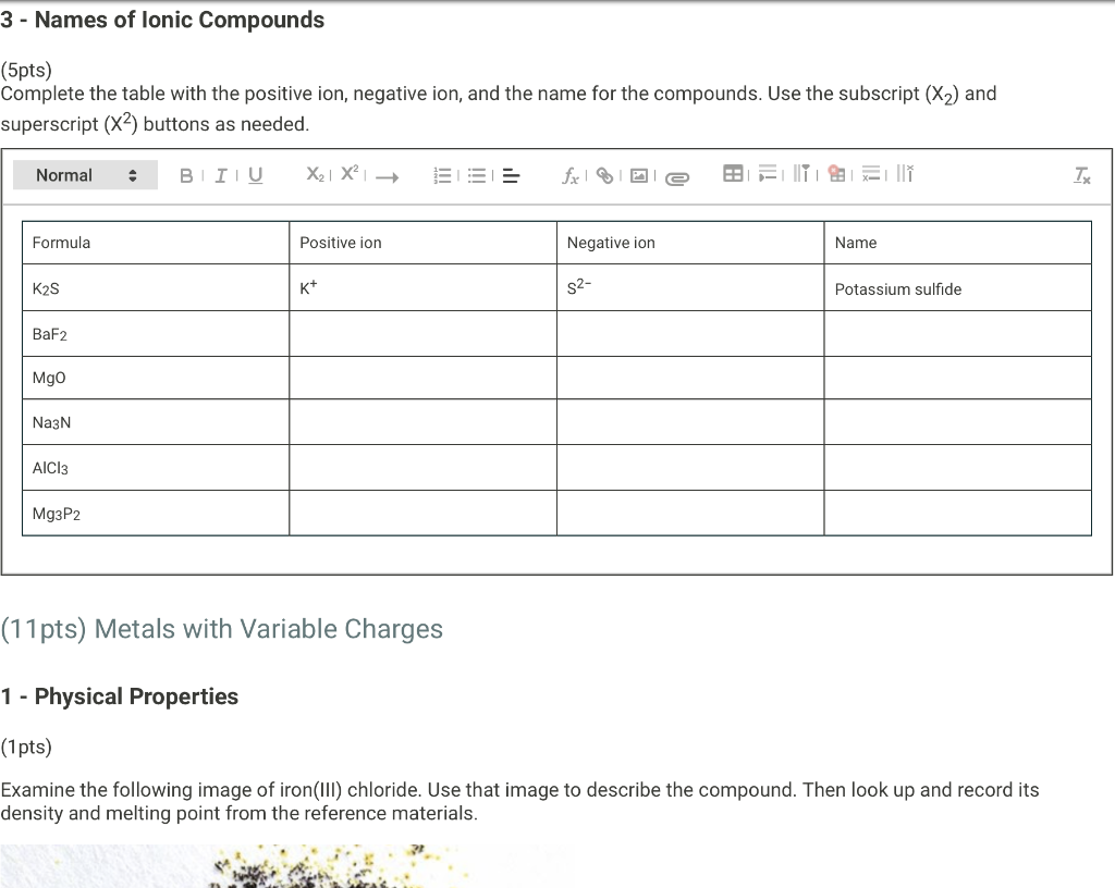 Solved (7pts) Complete the ion formation table and upload an | Chegg.com