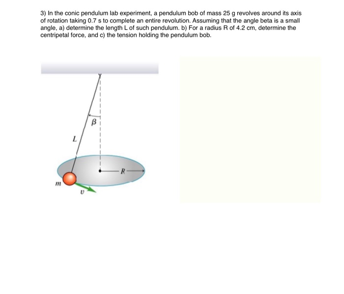 Solved 3) In the conic pendulum lab experiment, a pendulum | Chegg.com