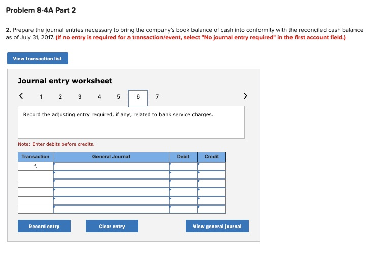 Solved Required information Problem 8-4A Preparing a bank | Chegg.com