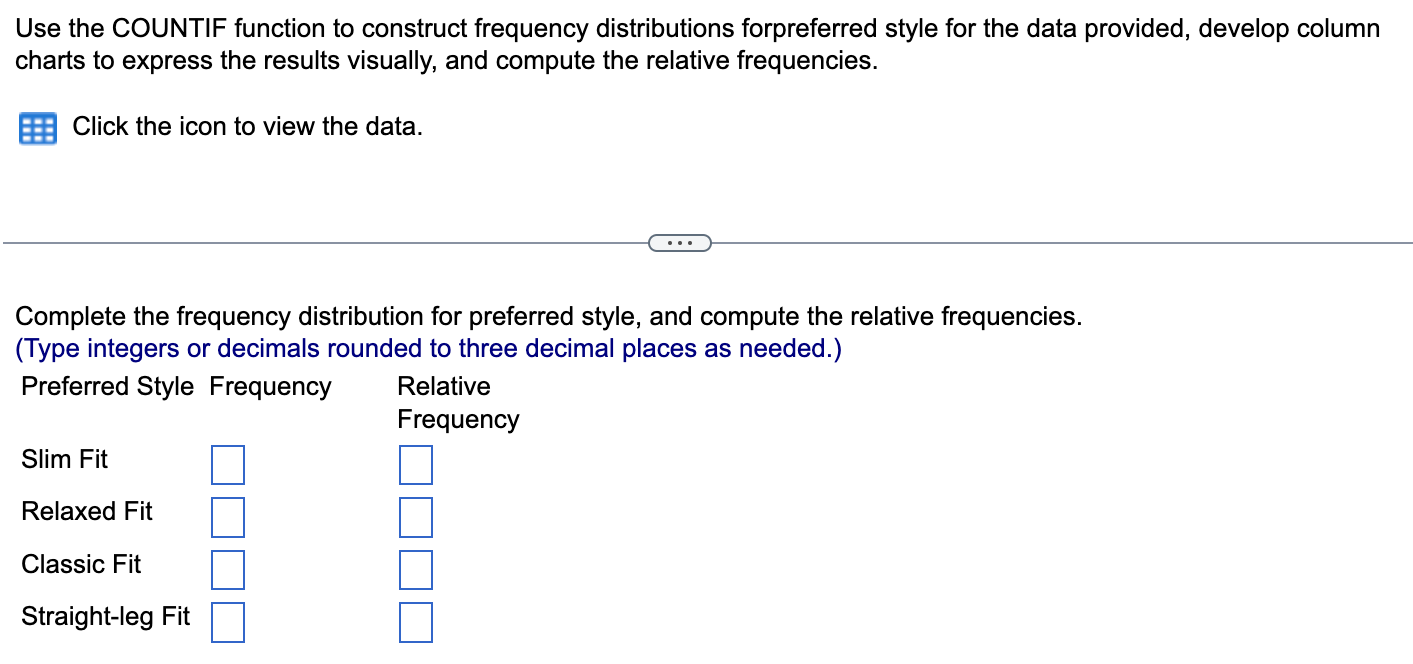 Solved Retail Survey Use The Countif Function To Construct