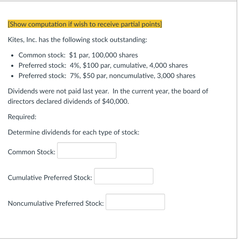 Solved [Show computation if wish to receive partial points] | Chegg.com