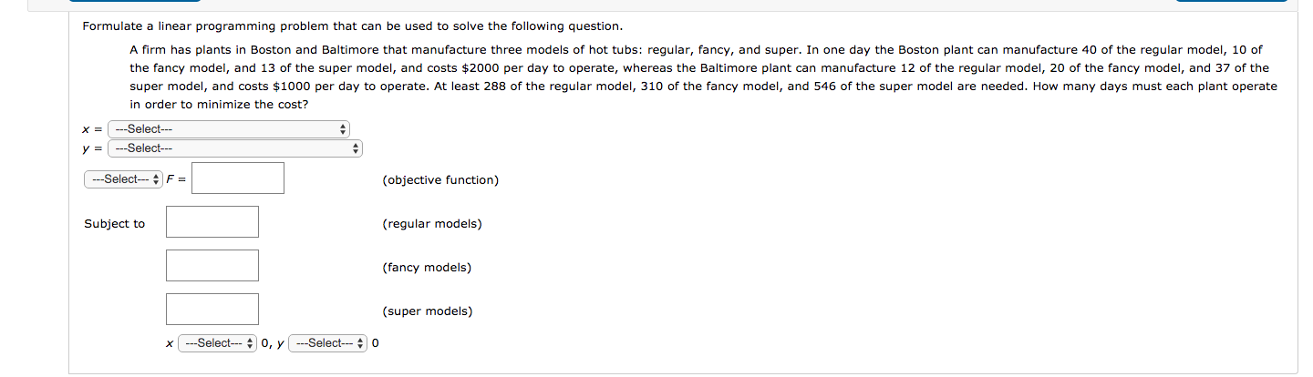 Solved Formulate a linear programming problem that can be | Chegg.com