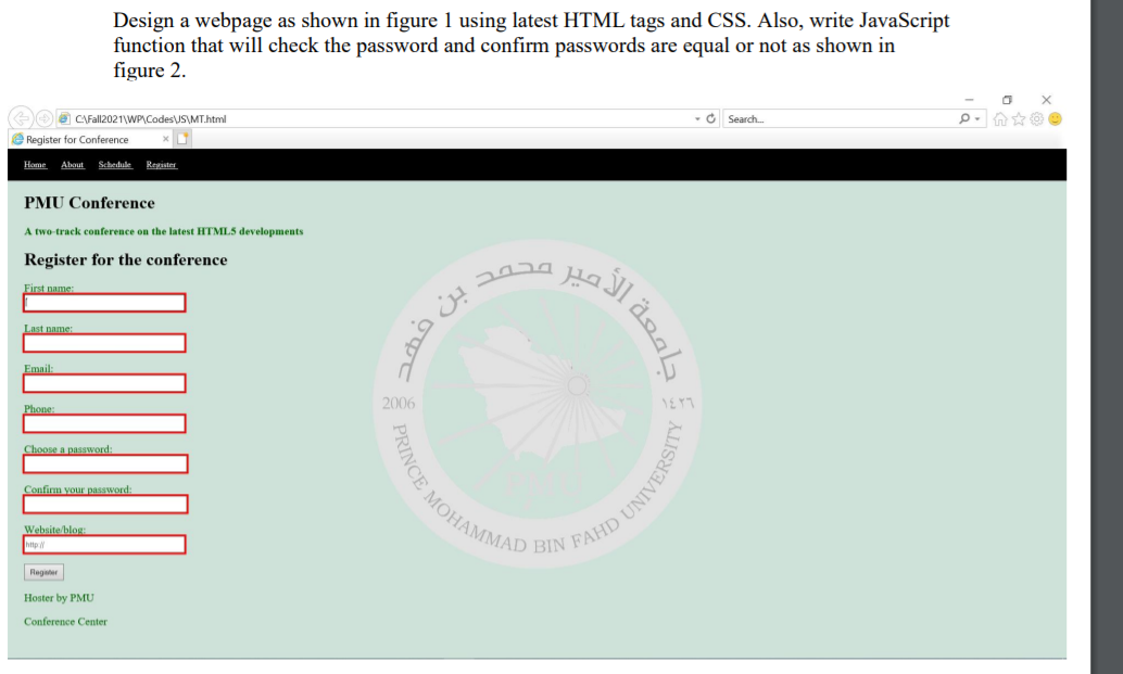 Solved Design a webpage as shown in figure 1 using latest | Chegg.com