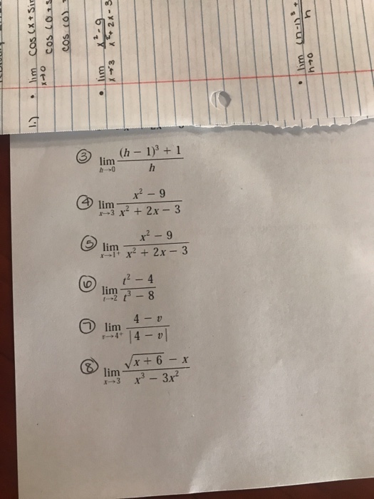 Solved ③ lim (h-1)' + 1 h→0 9 lim2x 3 9 lim lim_ lim 3 | Chegg.com