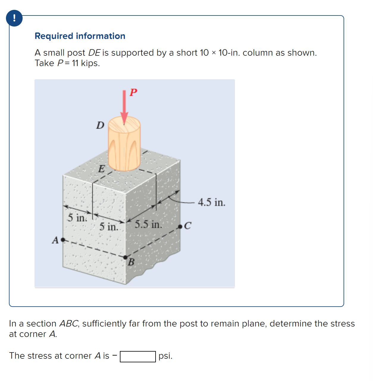 Solved Required information A small post DE is supported by | Chegg.com