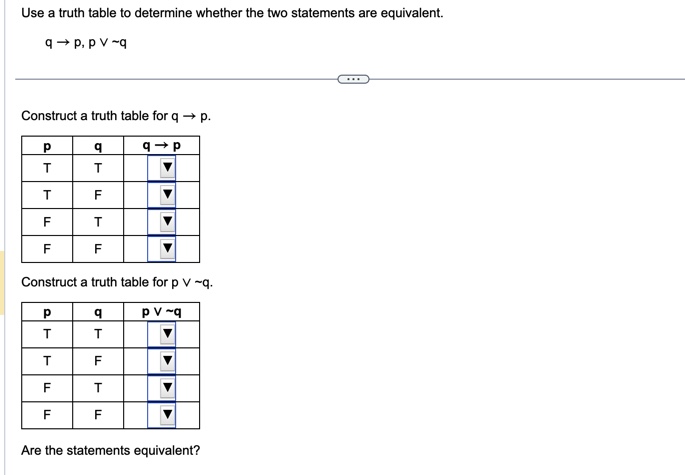 Solved Construct a truth table for the statement. ∼q→(r∧p) | Chegg.com
