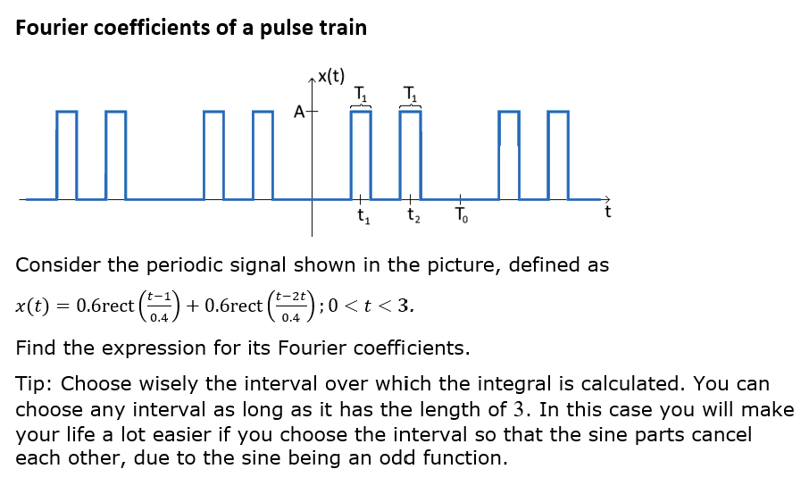 Solved Fourier coefficients of a pulse train Consider the | Chegg.com