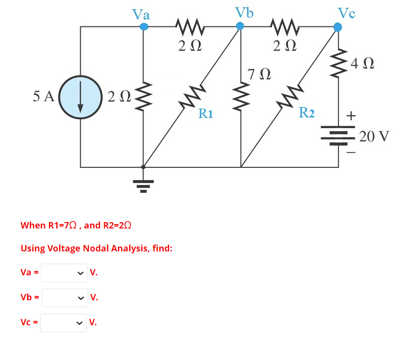 Solved R1=7Ω, and R2=2Ω | Chegg.com